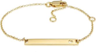 Elli Armbänder - Armband Kinder Herz Geburt Taufe Namensband 375 Ge - Gr. 14 CM - in Gold - für Damen