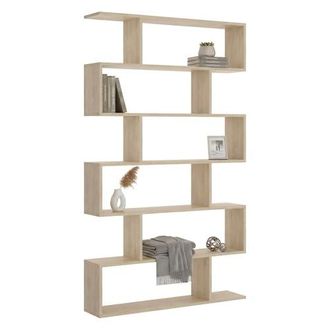 Dmora Misma B&uuml;cherregal, Mehrzweck-B&uuml;roregal, B&uuml;cherregal mit 5 Regalen, 80x25h190 cm, Eiche
