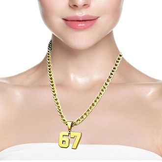 Generic 67-Ketten-Halskette - Edelstahl, Unisex, lustig | Sport-Nummern-Halskette | Partyzubeh&ouml;r | Herbstdekoration, Innengarten, Erntedankfest, Zuhause