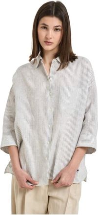 Max Mara Femme, Blouses et Chemises, Bleu, Taille: 42 FR Panetto Stripe Shirt
