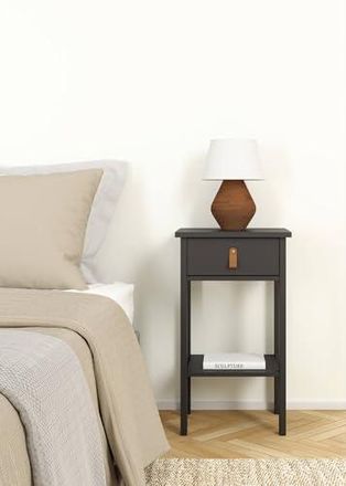 Dmora Nachttisch Maxine, Niedrige Kommode, Tisch, Multifunktionaler Nachttisch, 40x34 h70 cm, Schwarz