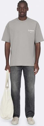 AllSaints Underground Kurzarm-Rundhalsshirt in pebble grey-Grau