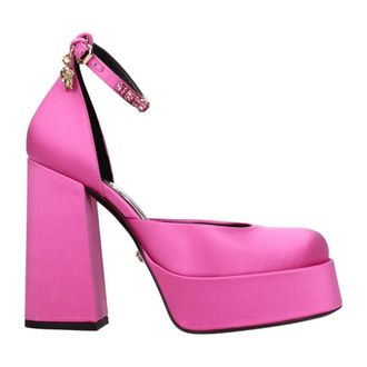 Versace Rosa Satin Plateau Pumps mit Strass - - Shoes - Damen - Rosa - 36 1/2 EU