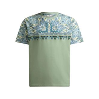 Etro T-Shirt mit Paisley-Print und Rundhalsausschnitt - - Tops - Herren - Gr&uuml;n - S
