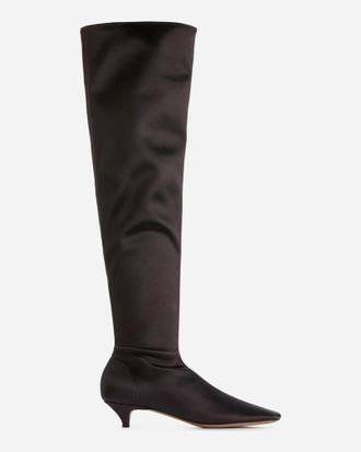 Arket Overknee-Stiefel Aus Satin -Braun