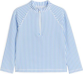 Arket Langärmliges Seersucker-Oberteil Mit UV-Schutz -Blau