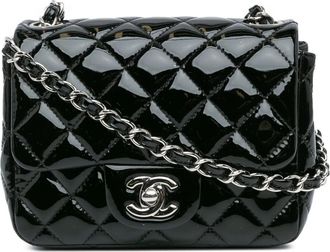 Chanel Hobo Bags - Mini Square Classic Patent Single Flap - Gr. unisize - in Schwarz - für Damen