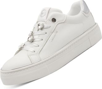 Tamaris Damen Sneaker Low Cut, wei&szlig; (White/Silver),41