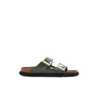 Birkenstock Femme, Chaussures, Vert, Taille: 41 EU Arizona Droplet Buckle Cuir Naturel Verni Coupe R&eacute;guli&egrave;re