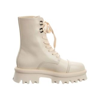 Ferragamo Femme, Chaussures, Beige, Taille: 39 1/2 EU Bottes &agrave; lacets en cuir de veau