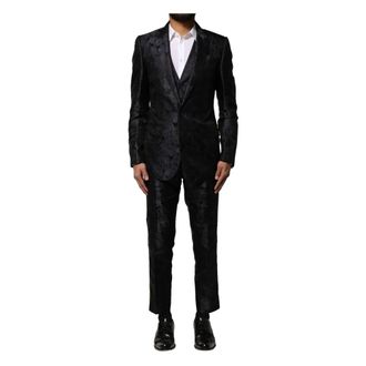 Dolce & Gabbana Costume 3 Pi&egrave;ces Crois&eacute; en Jacquard - Homme - Costumes - Noir - Taille: S