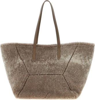 Brunello Cucinelli Femme, Sacs, Gris, Taille: ONE Size BC Duo Large Shoulder Bag