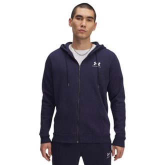 Under Armour Hoodie mit durchgehendem Rei&szlig;verschluss f&uuml;r Herren, Fleece, &Auml;rmel mit Streifen (Mitternachtsblau/Wei&szlig;)