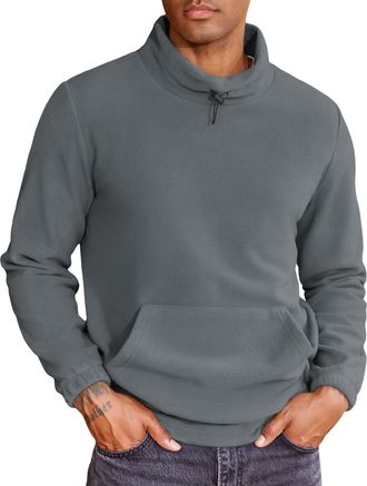 Coofandy Herren Pullover Sweatshirt Fleece Vlies Streetwear Winddicht Dunkel Grau XXXL