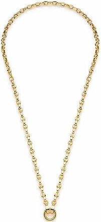 Leonardo Collier Clip & Mix Romea - Chaîne en acier inoxydable doré - Maillons massifs en forme de haricot - Anneau pour accrocher des breloques - 50 cm de lon