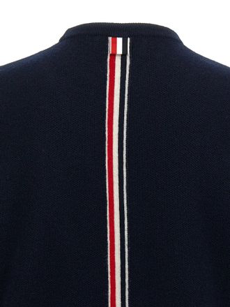 Thom Browne Washed Wool Intarsia Sweater - Navy