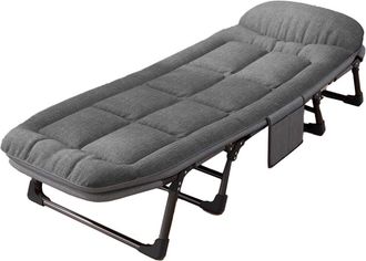 Generic Feldbett - Campingbett - G&auml;stebett mit Kissen - Klappbares Campingbett - 190 x 66 x 30 cm - Strandbett - Mit Getr&auml;nkehalter - Mit 3X Lendenst&uuml;tze - Fe