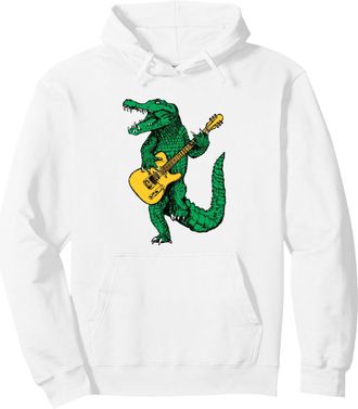 Seembo Alligator spielt Gitarre Krokodil Gitarristen Rockmusiker Pullover Hoodie