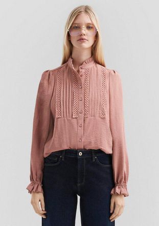 QS by s.Oliver Langarmbluse Bluse Feminine Bluse mit Spitze
