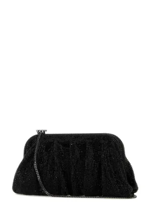 Benedetta Bruzziches Womens Black Rhinestones Knit Venus La Grande Clutch Jamesbond