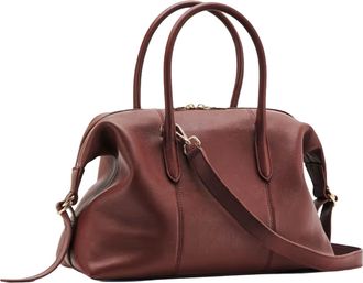 Patrizia Pepe Womens Smooth Leather Bowling Bag Hot Brown Calf Handbags Hand