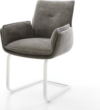 DELIFE Freischwinger Nela-Flex Boucl&eacute; Soft Schlamm Freischwinger flach Wei&szlig;, Esszimmerst&uuml;hle