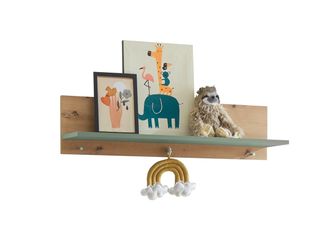 M&ouml;belando Wandboard >Birta< 120 cm in Artisan Eiche Dekor/Salbei, 1 Ablageboden, 3 Haken, Elegante Dekorfolie, 30 cm hoch, 25,5 cm tief, zerlegt geliefert? idea