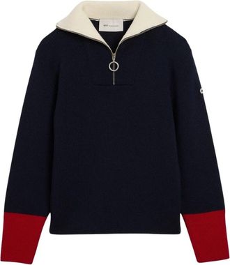 Ami Pullover mit Rei&szlig;verschlusskragen aus Wolle - - Sweatshirts & Hoodies - Herren - Blau - L