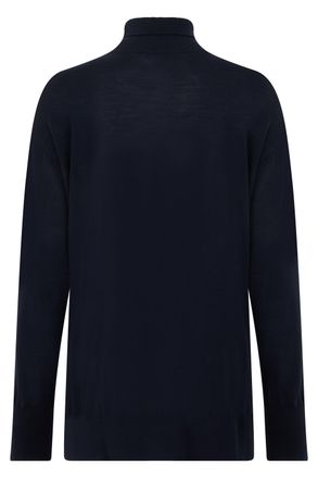 Max Mara Womens High-Neck Sweater Blue Virgin Wool