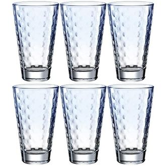 Leonardo Leonardo Optic Trink-Gl&auml;ser 6er Set, sp&uuml;lmaschinenfeste Longdrink-Gl&auml;ser, bunte Trink-Becher aus Glas, Getr&auml;nke-Set, hellblau, 300 ml, 025900