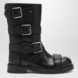 Dolce & Gabbana Schwarze Lederstiefel mit Riemen