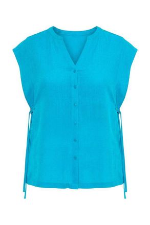 Ulla Popken Longbluse Bluse Bindeband Oversized Tunika-Ausschnitt