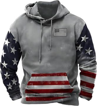 Generic Sweat &agrave; Capuche pour Homme imprim&eacute; Drapeau am&eacute;ricain, Vintage, athl&eacute;tique, Classique, Confortable, Chaud, d&eacute;contract&eacute;, Cordon de Serrage, Manches Long