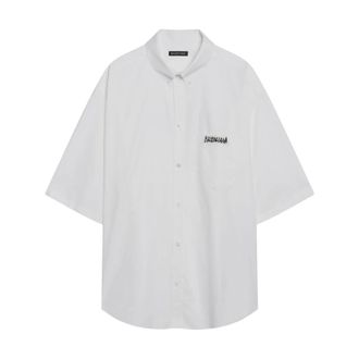 Balenciaga S/S Large Fit Shirt - - Shirts - Herren - Wei&szlig; - M