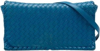 Bottega Veneta Sac bandouli&egrave;re en nappa tress&eacute; Pre-owned - Femme - Pre-owned - Bleu - Taille: ONE Size