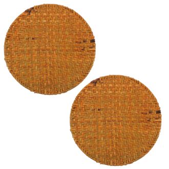 NUOBESTY 2 St&uuml;ck Handgewebte Hitzebest&auml;ndige Runde Tischsets 22cm aus Robustem Material W&auml;rmeisolierende Platzmatten f&uuml;r Esszimmer K&uuml;che und Schreibtisch