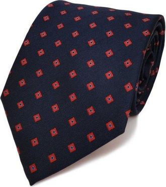 TigerTie Designer cravate bleu fonc&eacute; royal rouge &agrave; motifs - Tie