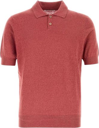 Brunello Cucinelli Homme, Pulls, Rose, Taille: L Polo &agrave; Manches Courtes