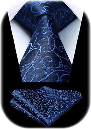 Hisdern hommes cravate floral mouchoir fete de mariage classique cravate & poche set