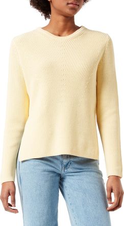 Gerry Weber Damen Gerippter Pullover GOTS Langarm unifarben Vanilla 48