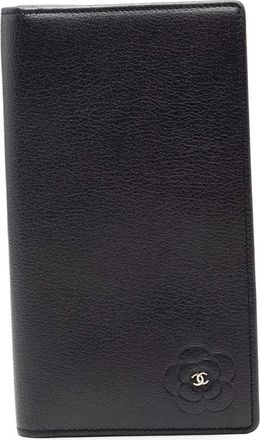 Chanel Portemonnaie - CC Calfskin Camellia Long Wallet - Gr. unisize - in Schwarz - f&uuml;r Damen