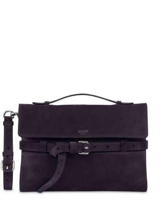 Moschino sac à main à logo embossé - Marron