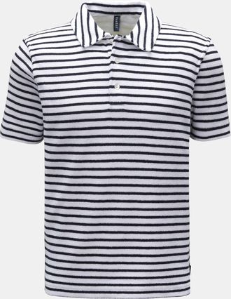 04651/ Herren - Frottee-Poloshirt Terry Stripe Polo navy/weiß gestreift
