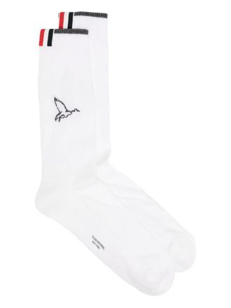 Thom Browne chaussettes à étiquette logo - Blanc