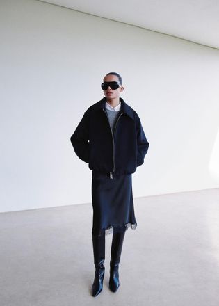 Mango Wolljacke mit Hemdkragen marineblau - Damen - XS - MANGO