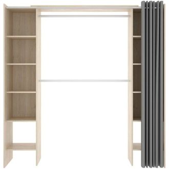 Dmora Kleiderschrank Wetterhorn, Rahmen f&uuml;r begehbaren Kleiderschrank mit Vorhang, Offene Garderobe, 160x50h203 cm, Eiche - Dmora
