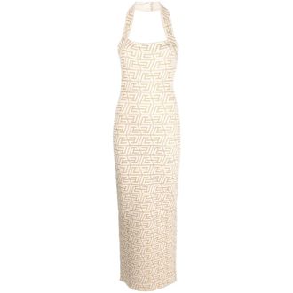 Balmain Elegantes Goldenes Maxikleid mit Halterneck - - Dresses - Damen - Gelb - M
