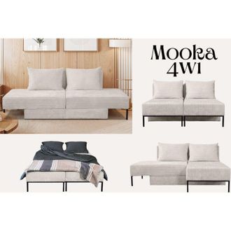 KAISER Sofa mit schlaffunktion, Ecksofa, Betten, Liegestuhl, mooka 4in1-Multifunktions-System, stoff Velo