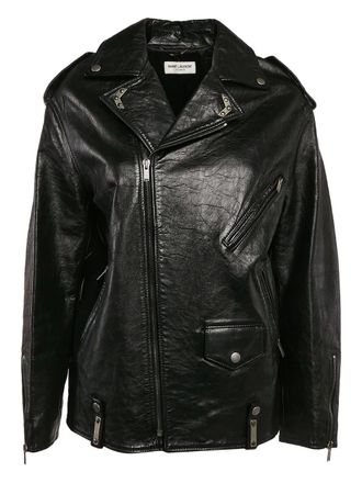 Saint Laurent veste en cuir à fermeture zippée - Noir