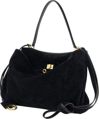 Balenciaga Womens Rodeo Top Handle M Shoulder Bag - Balenciaga Leather Black Calfskin Shoulder-Hobo-Bags